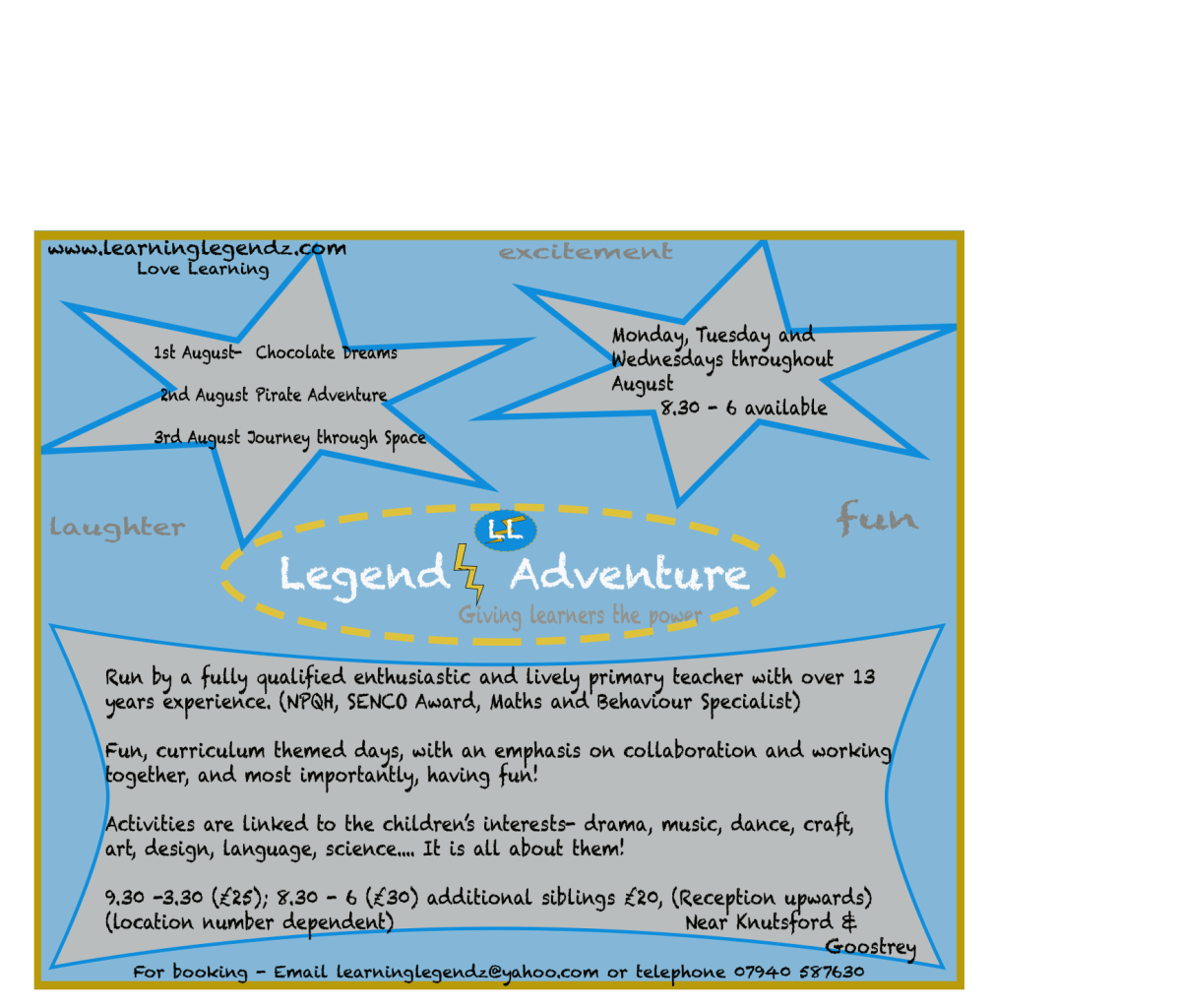 Legendz Adventure- Holiday Club with a difference… – learninglegendz